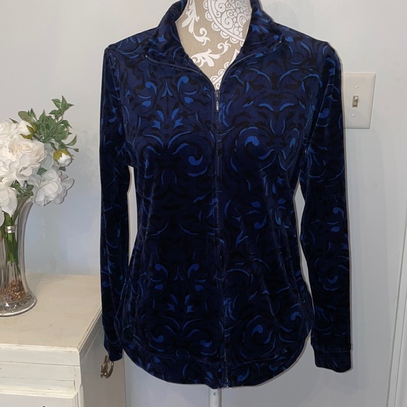 Basic Editions | Jackets & Coats | Basic Edition Blue Velour Zip Up ...